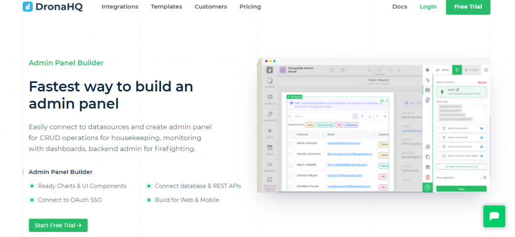 Best Admin Panel Builder in 2025 (Compared) - DronaHQ